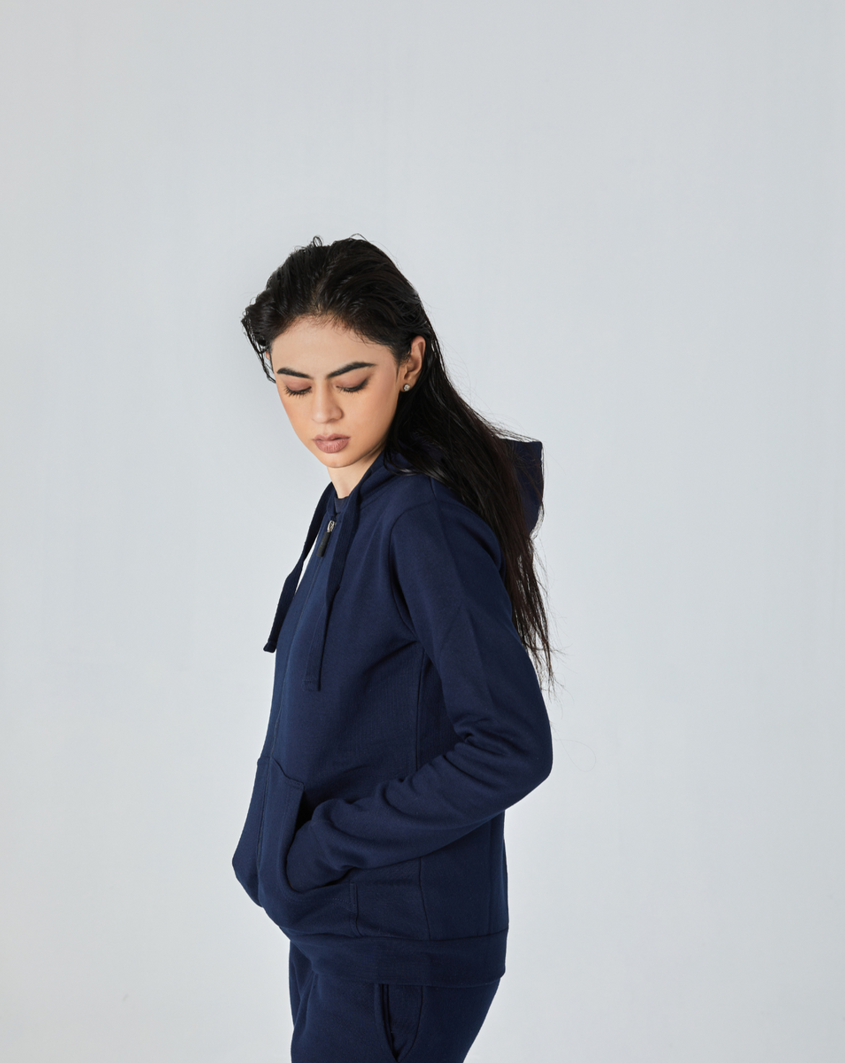 Fleece Jacket Women Navy – Uniwear Pakistan